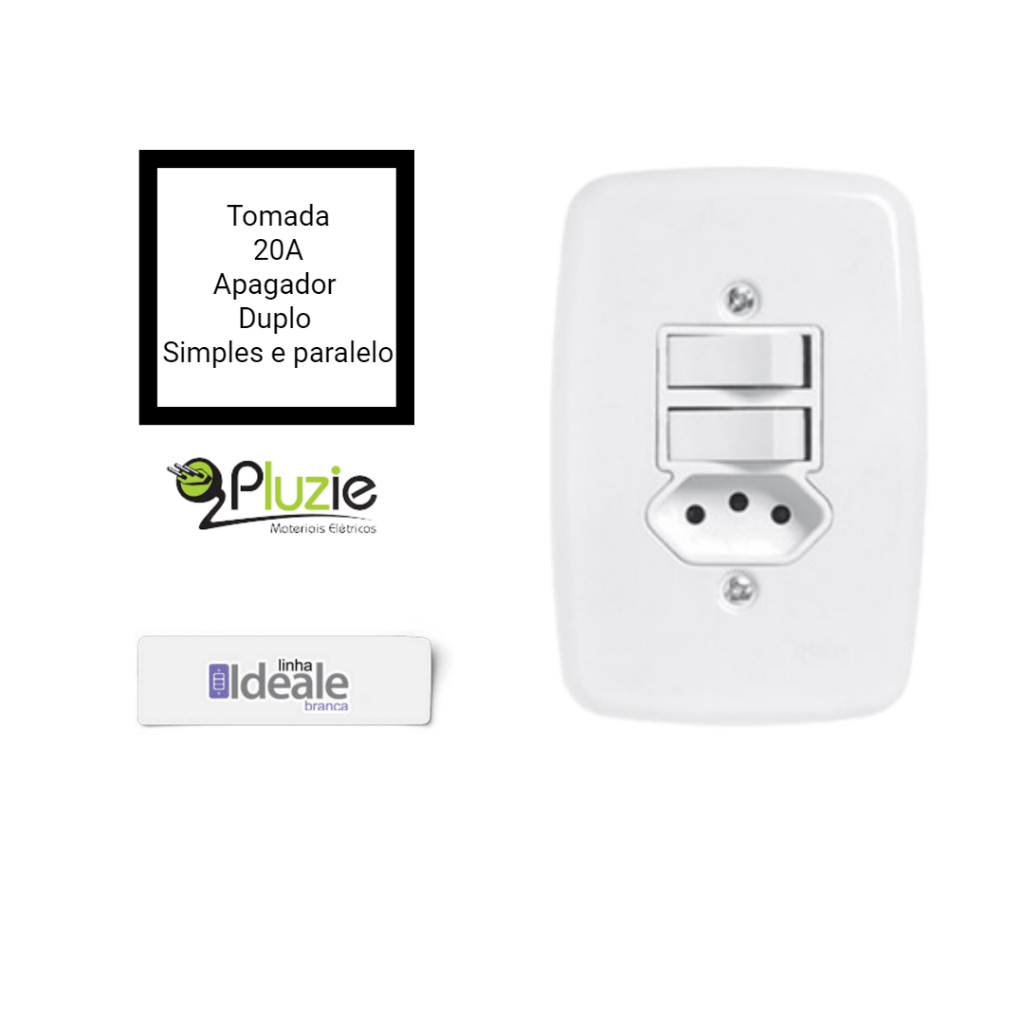 Apagador Interruptor Duplo Simples e Paralelo Three Way + Tomada 20A ... Apagador Interruptor Duplo Simples e Paralelo Three Way + Tomada 20A ...
