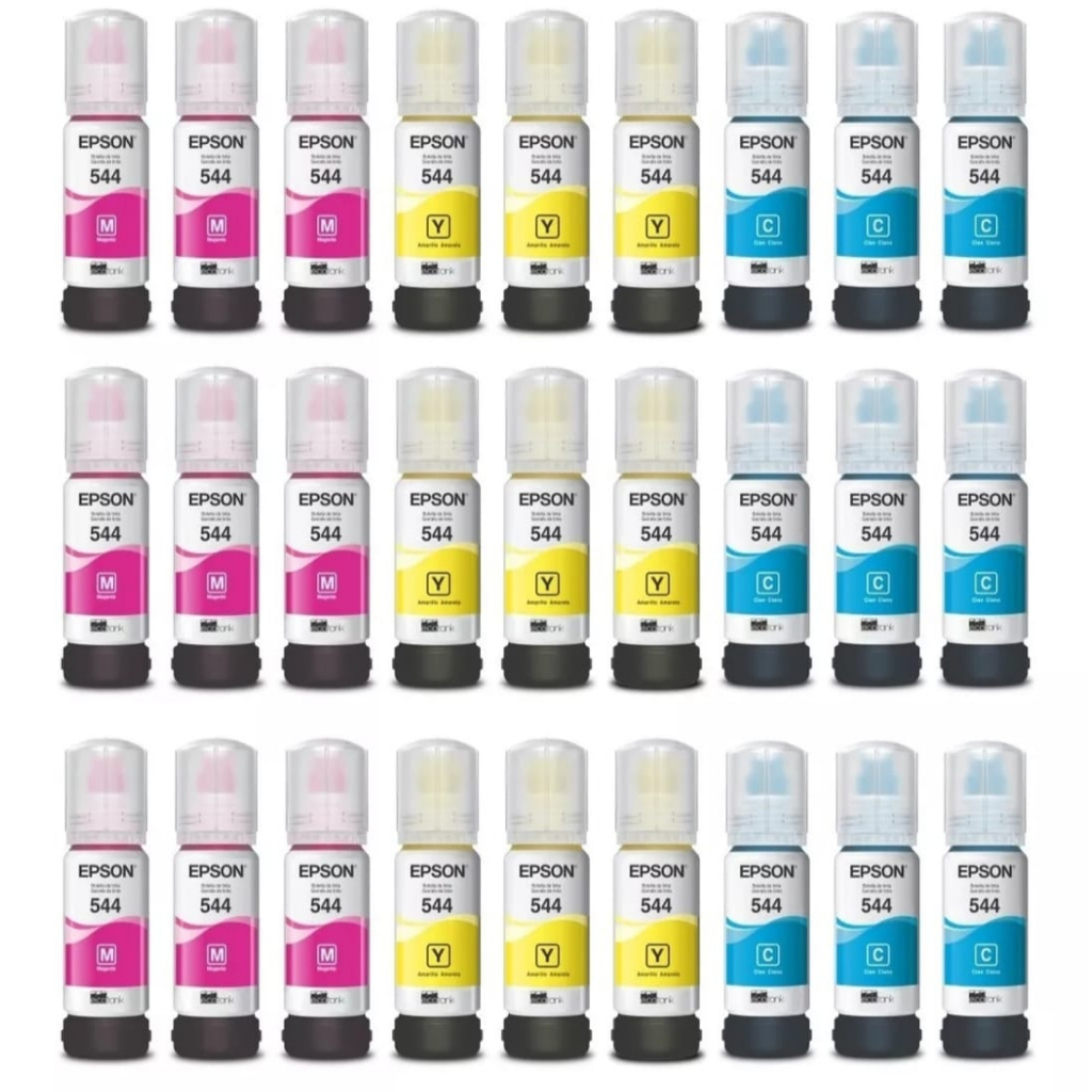 Kit 18 Refil Tinta Epson T544 COLORIDAS Para Impressoras L3110 L3250 L3150 L3210 L3110 Y / CY/ M ...