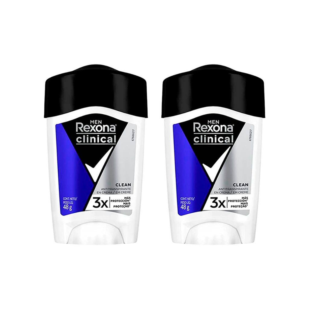 Rexona Clinical Kit 2un Desodorante Stick Clean - 48g | Shopee Brasil