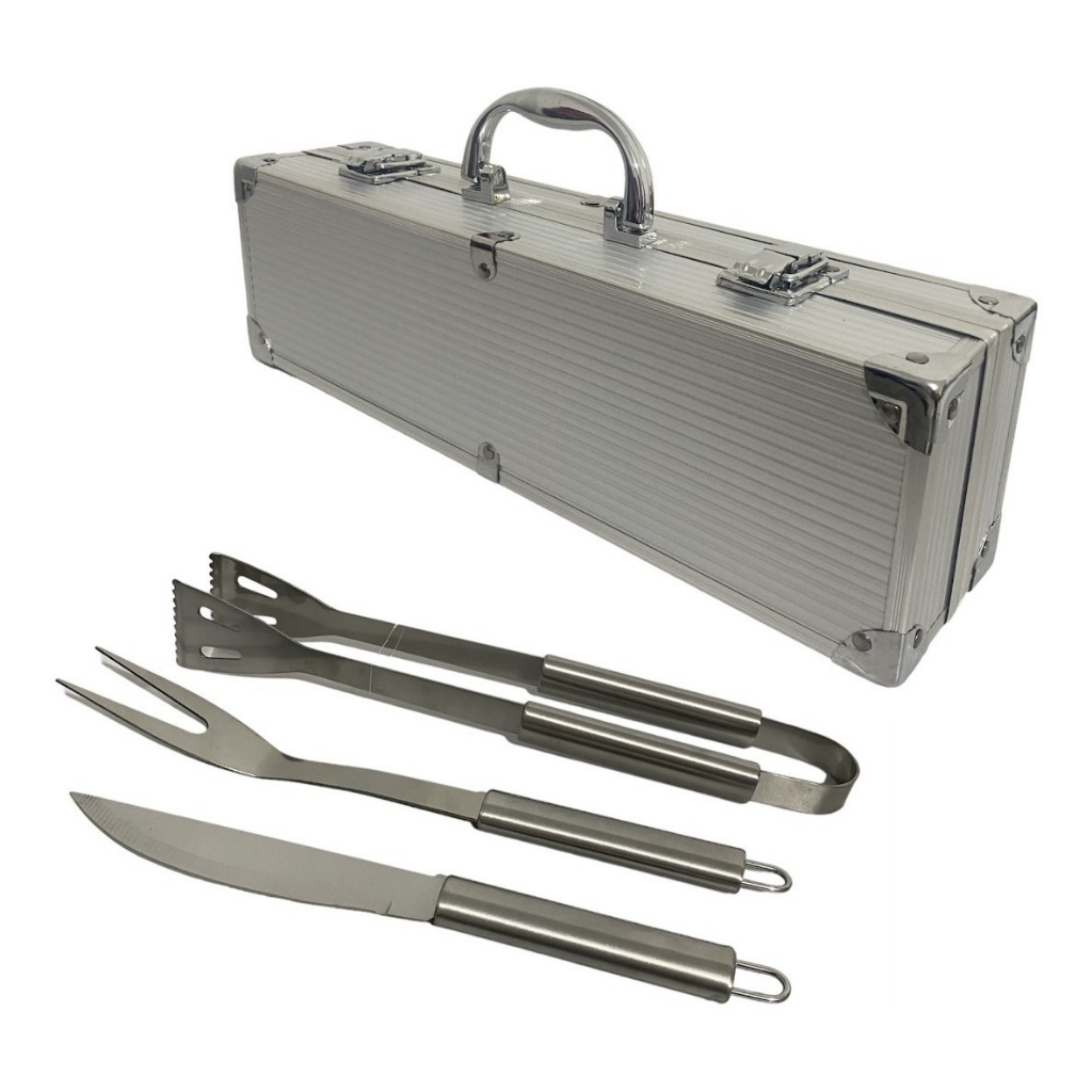 Kit Churrasqueiro Profissional Inox Com Maleta Churrasco | Shopee Brasil