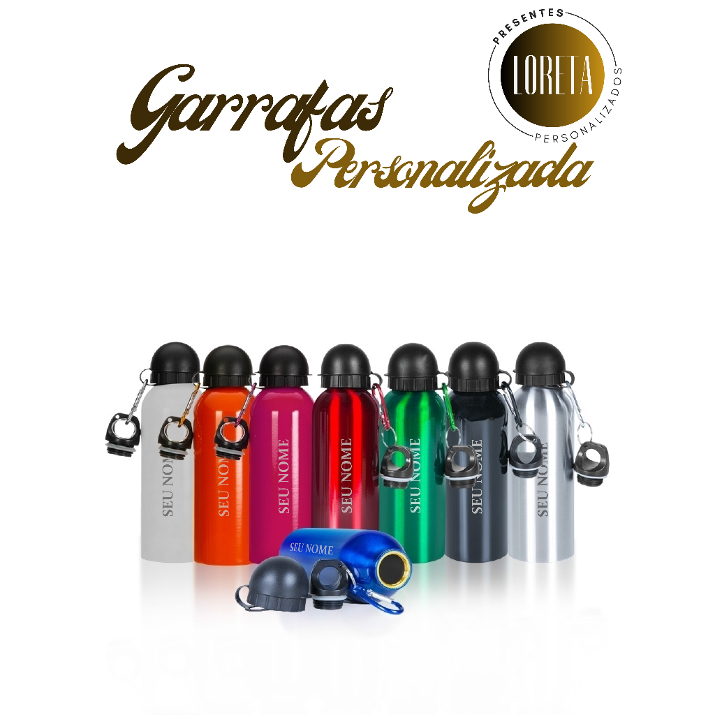 Garrafa Squeeze Personalizada 500ml Inox Com 02 Bicos | Shopee Brasil