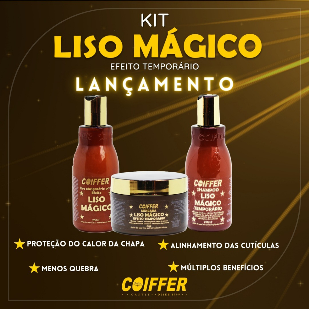 kit liso magico coiffer 3 itens | Shopee Brasil