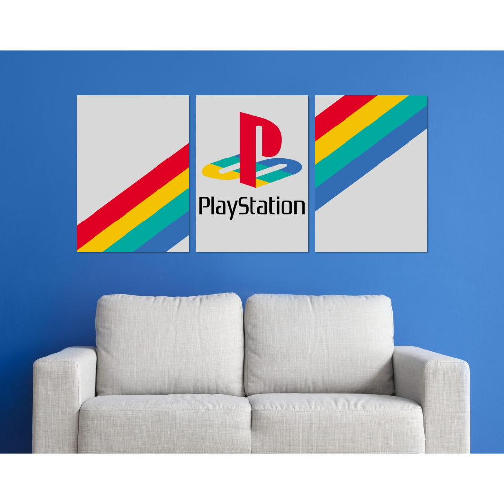 Kit 3 Placas Quadros decorativos PlayStation PS1, PS2, PS3,PS4,PS5 ...