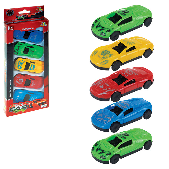 Kit Carros Carrinhos Sport Car Racing Roda Livre Brinquedo 5 Unidades ...
