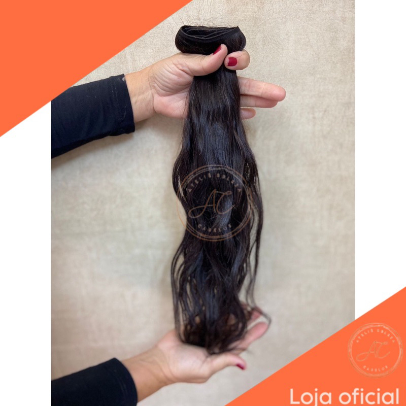 Cabelo humano na tela mega hair ponto americano tecido 50 cm | Shopee ...