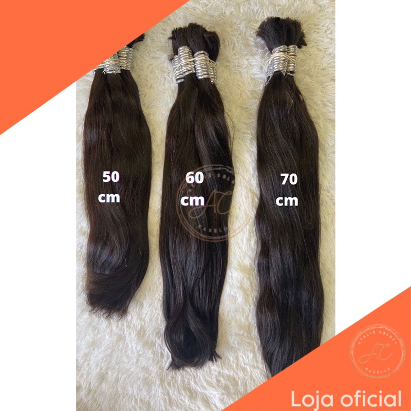 Cabelo humano 50 gramas mega hair tamanho 50cm 60cm 70cm | Shopee Brasil