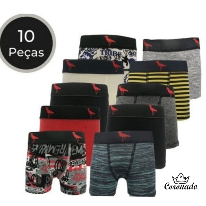 kit 10 Cueca Box Infantil Cueca infantil Menino Tecido macio e ...