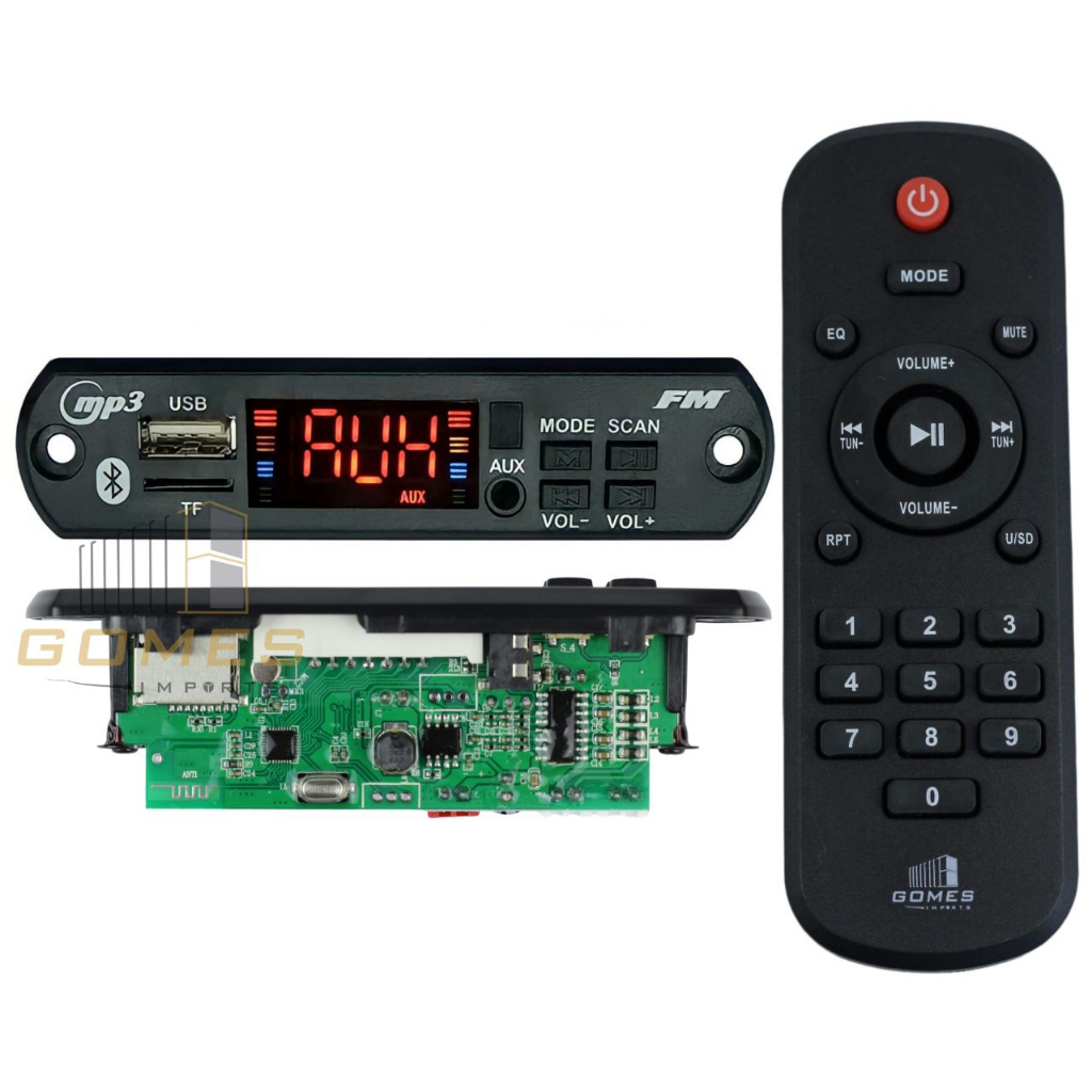 Placa Player Mp3 Bluetooth Amplificada 2x40w Usb Aux Fm Led | Shopee Brasil