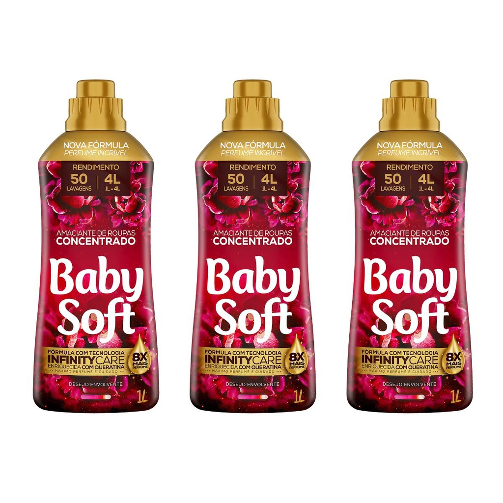 kit 3 Amaciantes Concentrado Baby Soft Desejo Envolvente 1L | Shopee Brasil