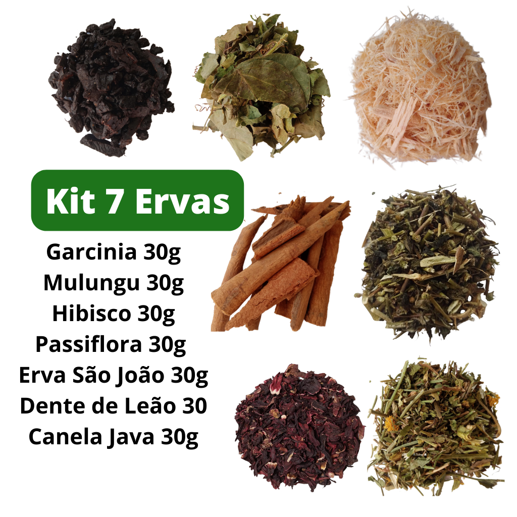 Chá 7 Ervas kit com Garcinia Hibisco Passiflora 210g | Shopee Brasil