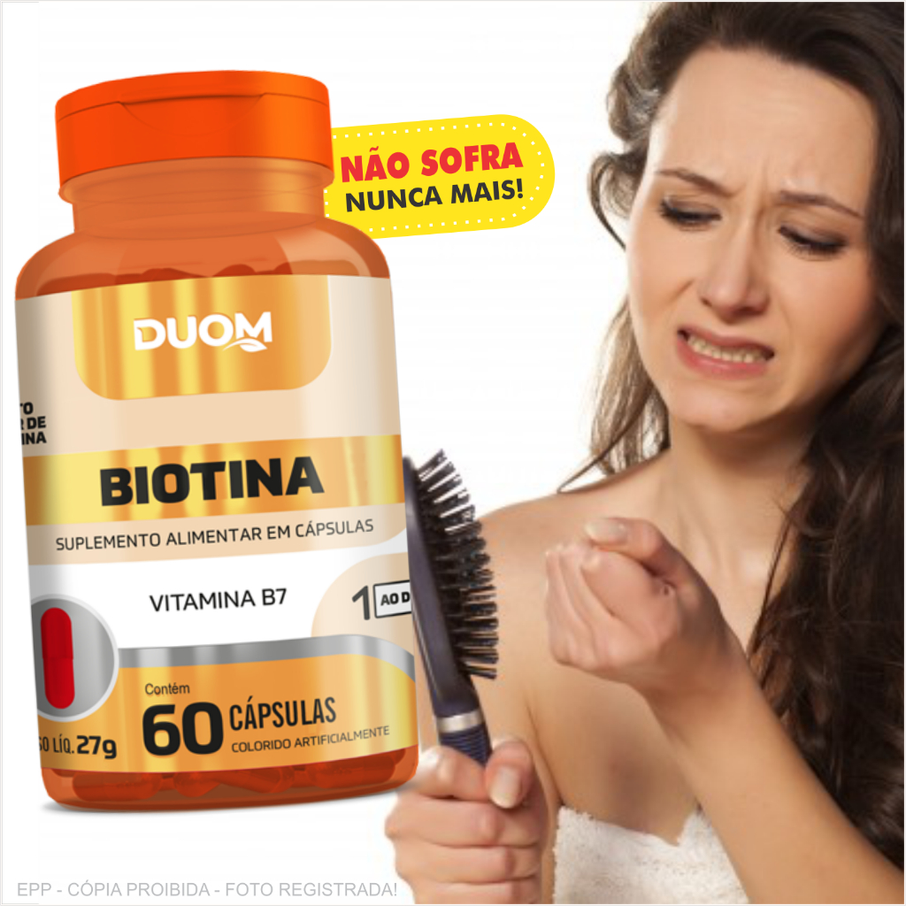BIOTINA Vitamina para CABELOS E UNHAS Biotina Vitamina B7 DUOM | Shopee ...