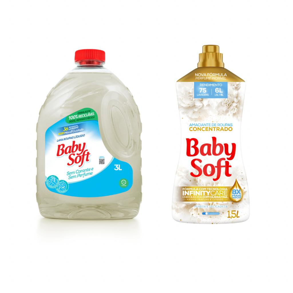 Kit Lava Roupas Max Cuidado Baby Soft 3L + Amaciante Concentrado Baby ...
