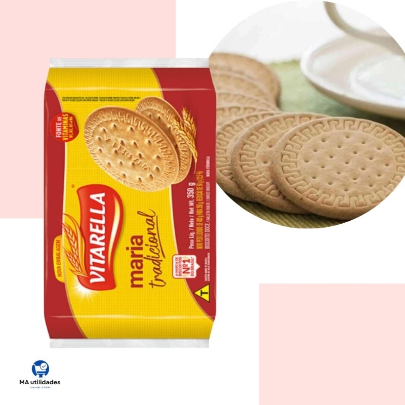 Biscoito Bolacha Maria tradicional vitarella Maizena 350g | Shopee Brasil