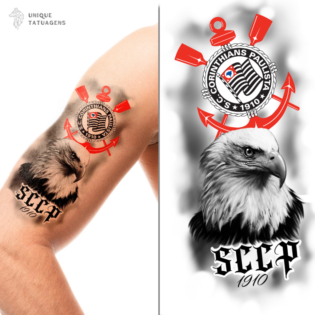 Tatuagem Corporal Corinthians - Gavião Simbolo SCCP Desenho 3D | Shopee ...