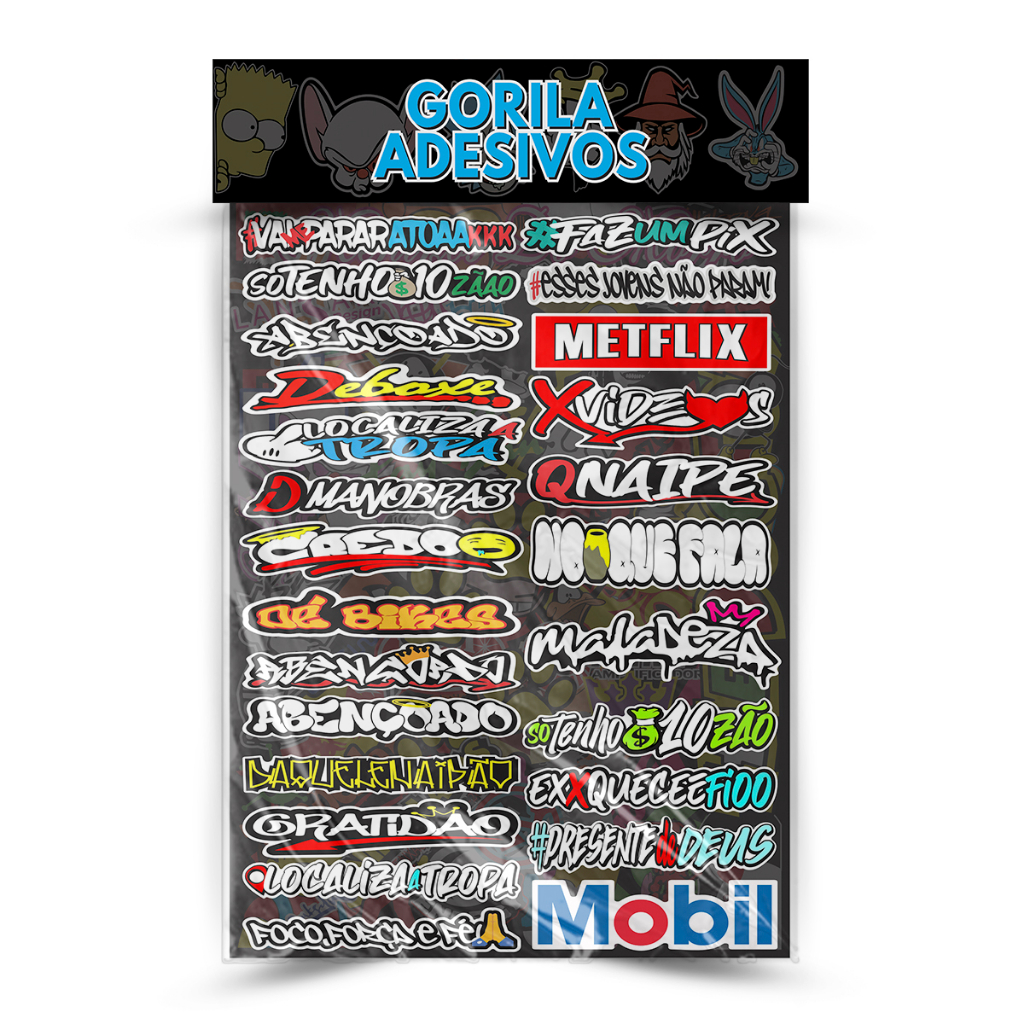 Cartela de Adesivo 25Adesivos Lamidos Para Bicicleta Moto Carro Universal Stickers Caminhão ...