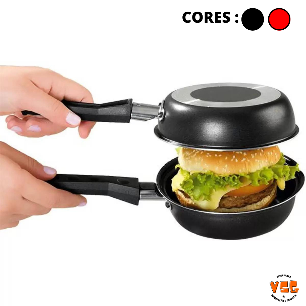 Frigideira Dupla Hamburgueira e Omeleteira Antiaderente 14cm Nacional ...