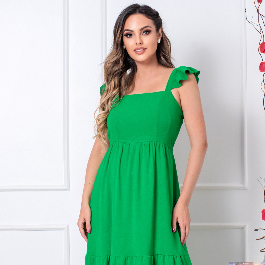 VESTIDO DE POLIESTER LONGO MODELO CIGANINHA 805024 | Shopee Brasil