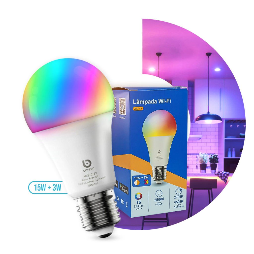 Lampada Inteligente Rgb Wi-fi Led Smart Google /Alexa Colorida BIVOLT 15W+3W ZND-001 | Shopee Brasil