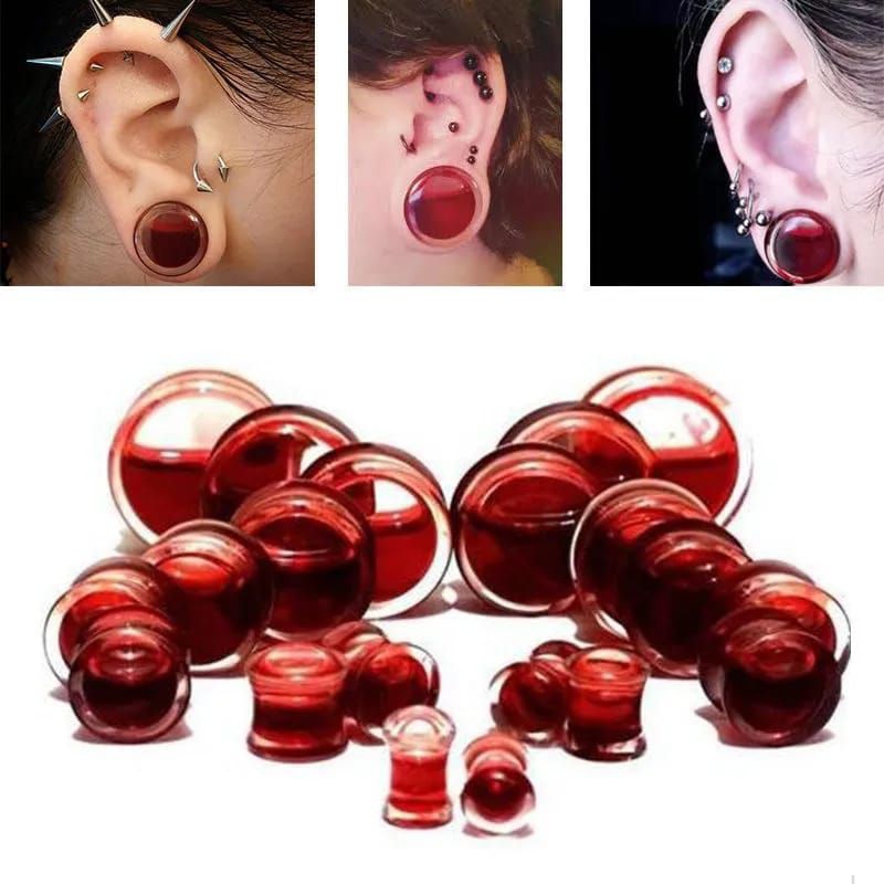 Par Alargador Plug Expansor Orelha Unissex Blood Vermelho | Shopee Brasil