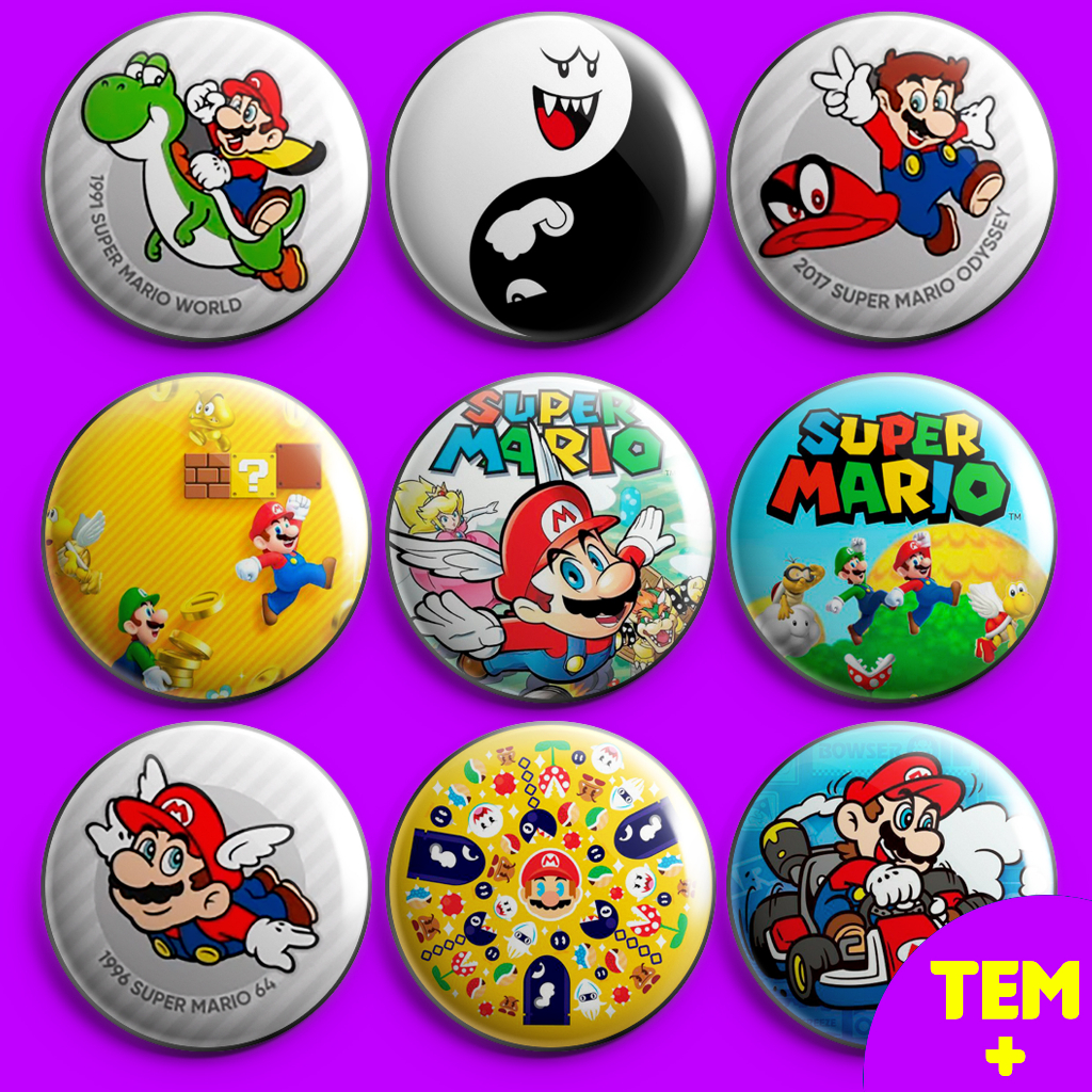 Bottons MARIO - Botton broche de 3,5cm/4,5cm | Shopee Brasil