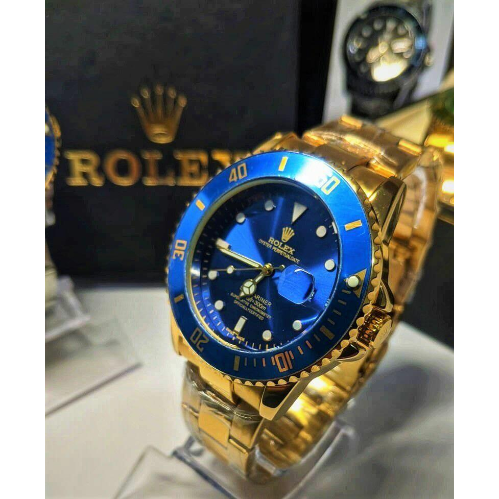Rolex Masculino - Submariner Dourado/Azul linha Gold + Caixa Premium ...