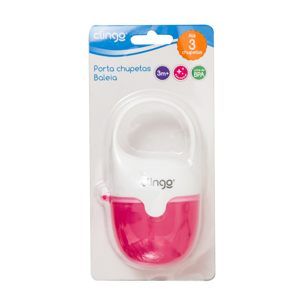 Porta Chupeta Clingo Rosa Até 3 Chupetas Esterilizável Livre PBA Porta ...