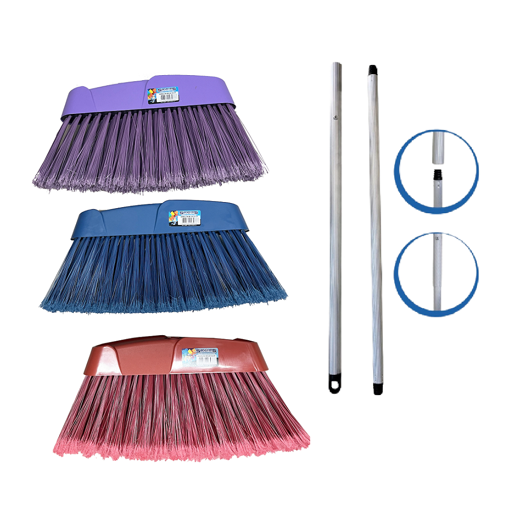 Vassoura Mega Color + Cabo Alumínio 69 cm Vira 1,27 Metros Extensor ...