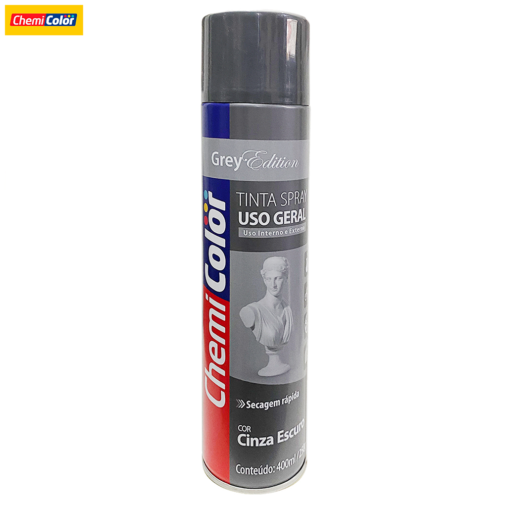 Tinta Spray Cor Cinza Escuro Chemicolor 400ml Uso Geral | Shopee Brasil