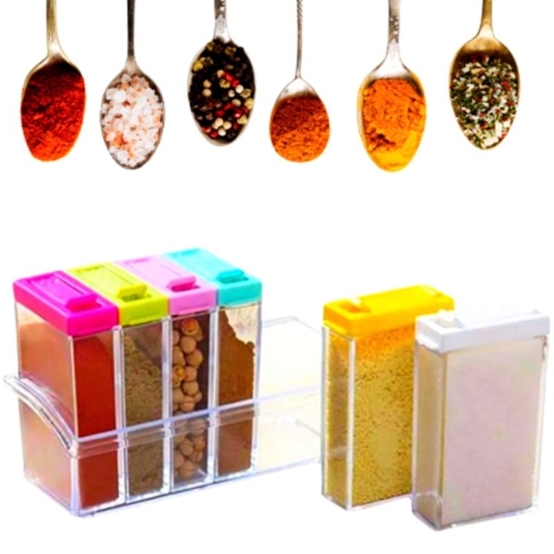Kit Porta Tempero Condimento Em Acrilico Organizador Cozinha 7 PÇS ...