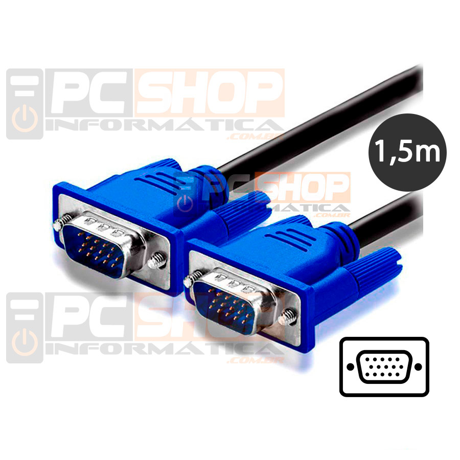 Cabo VGA com Filtro para PC Monitor Notebook Projetor 1,5 Metros ...