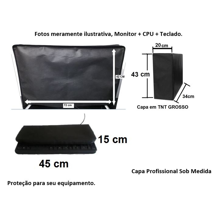 Kit 3 Capas 1.CPU Gabinete Gamer + 1.Monitor Led Gamer +1.Teclado sob ...