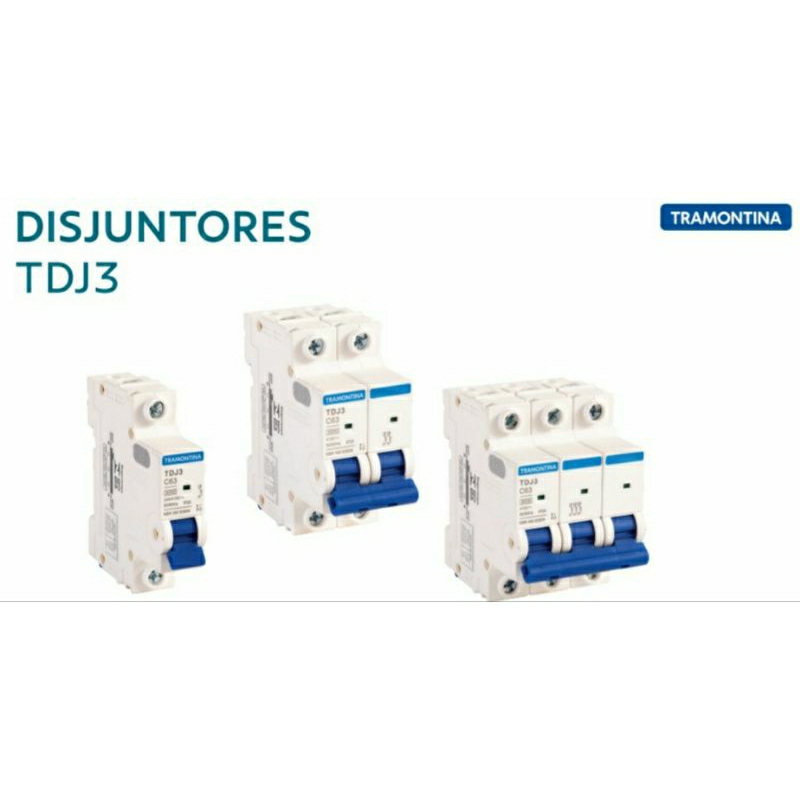 Disjuntor Unipolar/Bipolar/Tripolar de 10A a 63A - Tramontina - TDJ3-3KA | Shopee Brasil