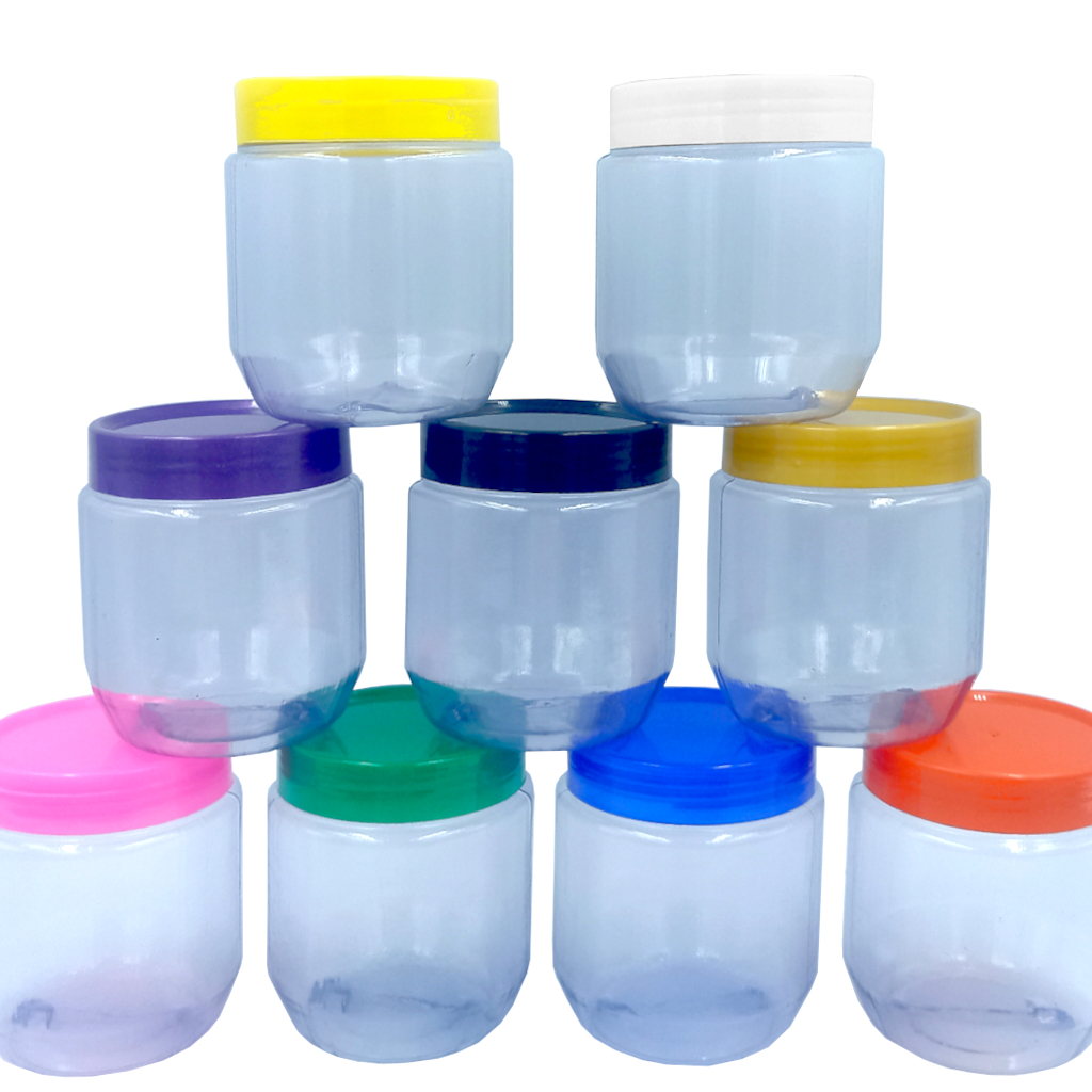 POTE PLÁSTICO 250 G/ML CRISTAL COM TAMPAS COLORIDAS | Shopee Brasil