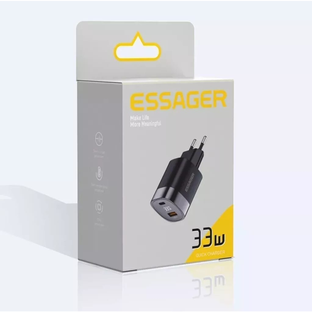 Carregador Turbo 33w Marca Essager Original Display Digital | Shopee Brasil