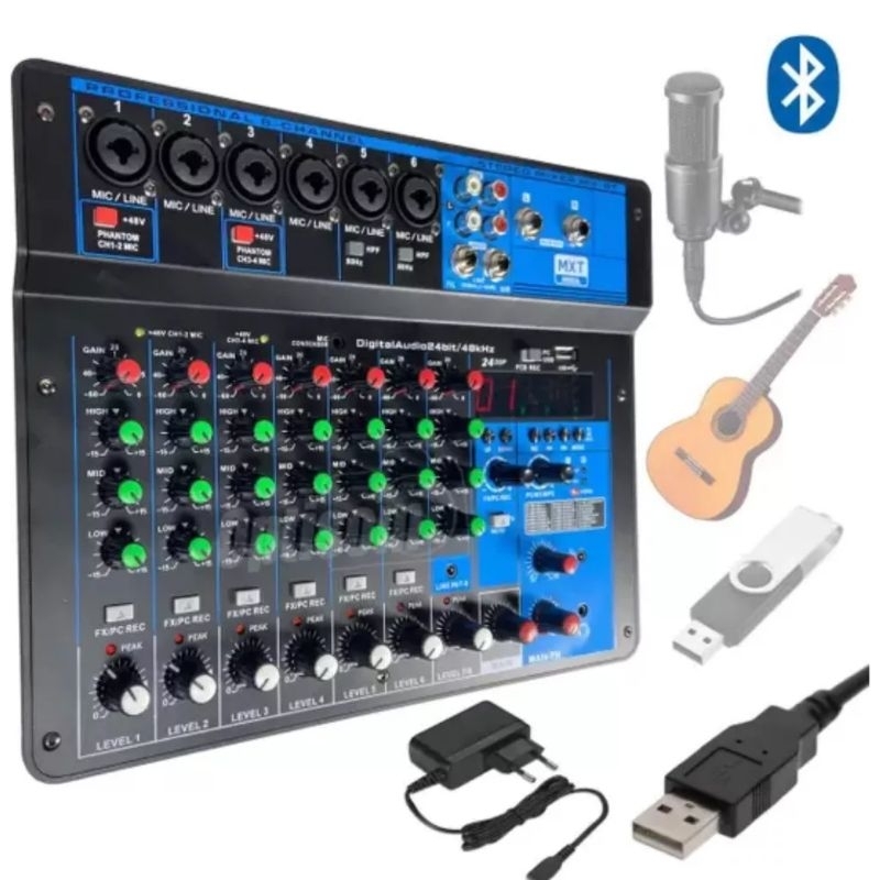 Mesa de Som MXT 6 Canais - MX-6T Live Webcast Interface | Shopee Brasil