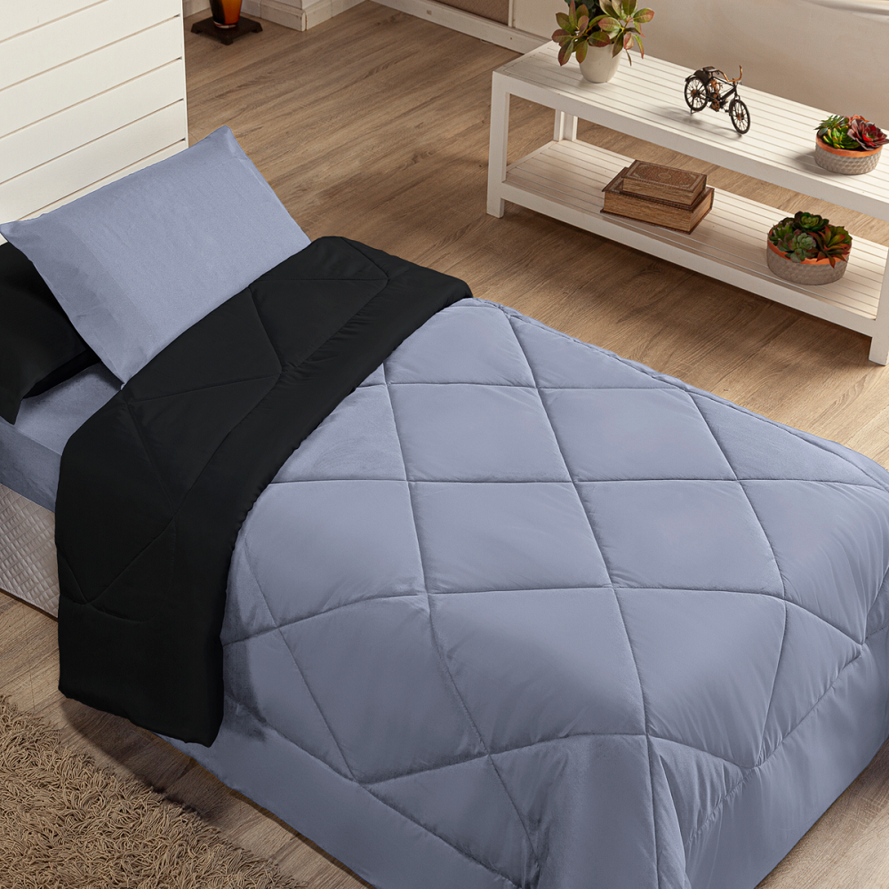 Edredom Solteiro Dupla Face Cobre Leito Solteiro + Lençol Solteiro Com ...