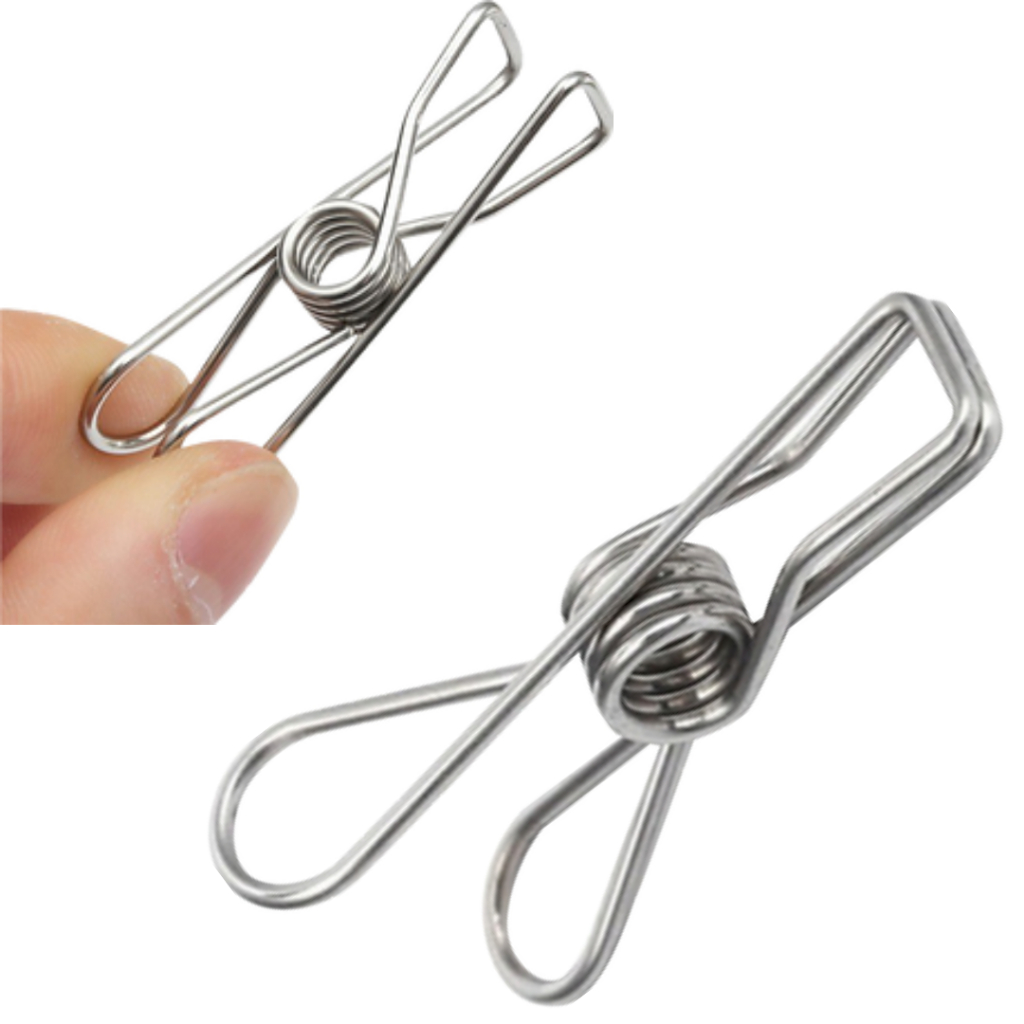 Prendedor Pregador De Roupas Inox Varal Lavagem Kit 20 Clips | Shopee ...