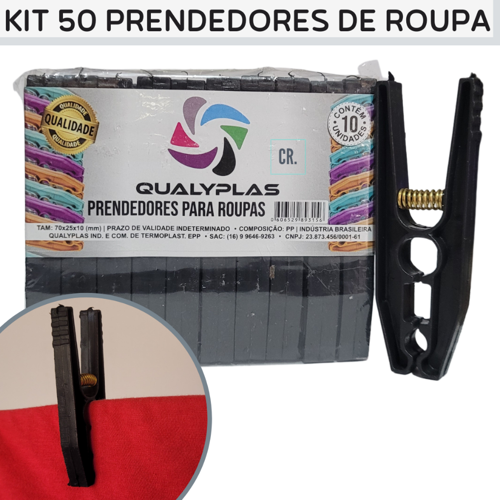Prendedor de Roupa Grande Kit Com 50un Pregador de Roupas Para Varal ...
