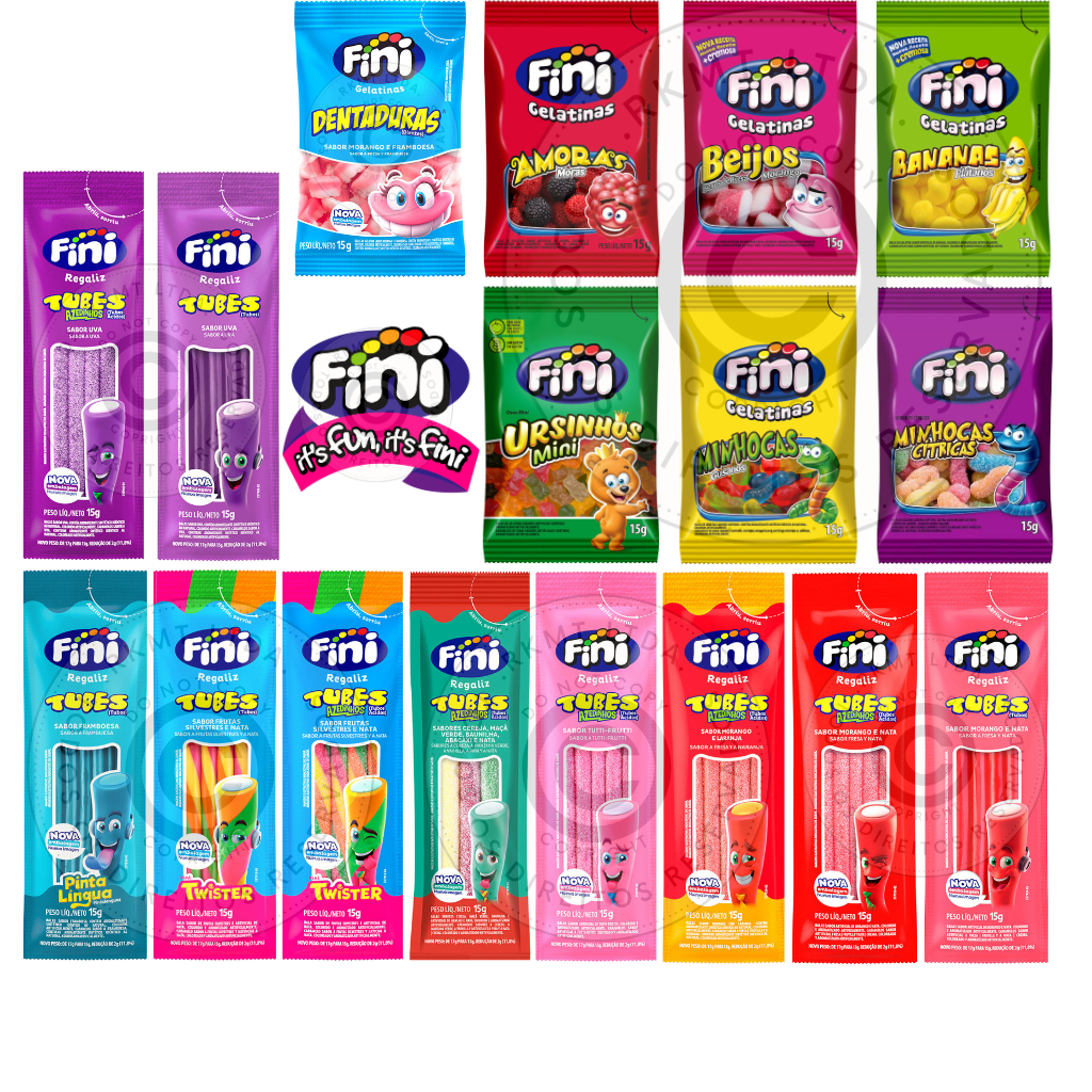 Kit Fini Balas Gelatina Tubes 15g Diversos Sabores | Shopee Brasil