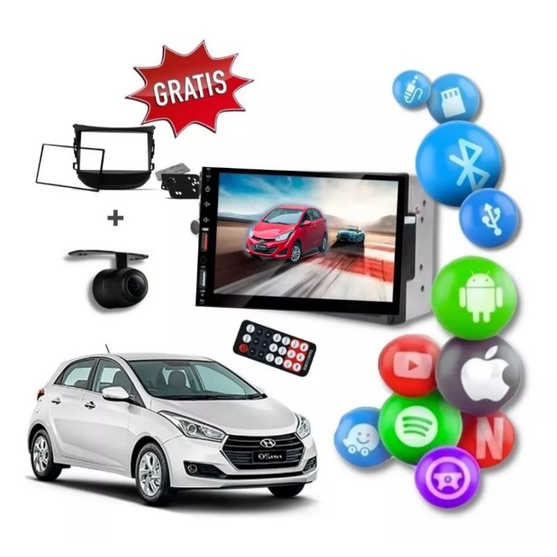 Central Multimídia 2 Din HB20 HB20S HB20X 2013 2014 2015 2016 2017 2018 | Shopee Brasil