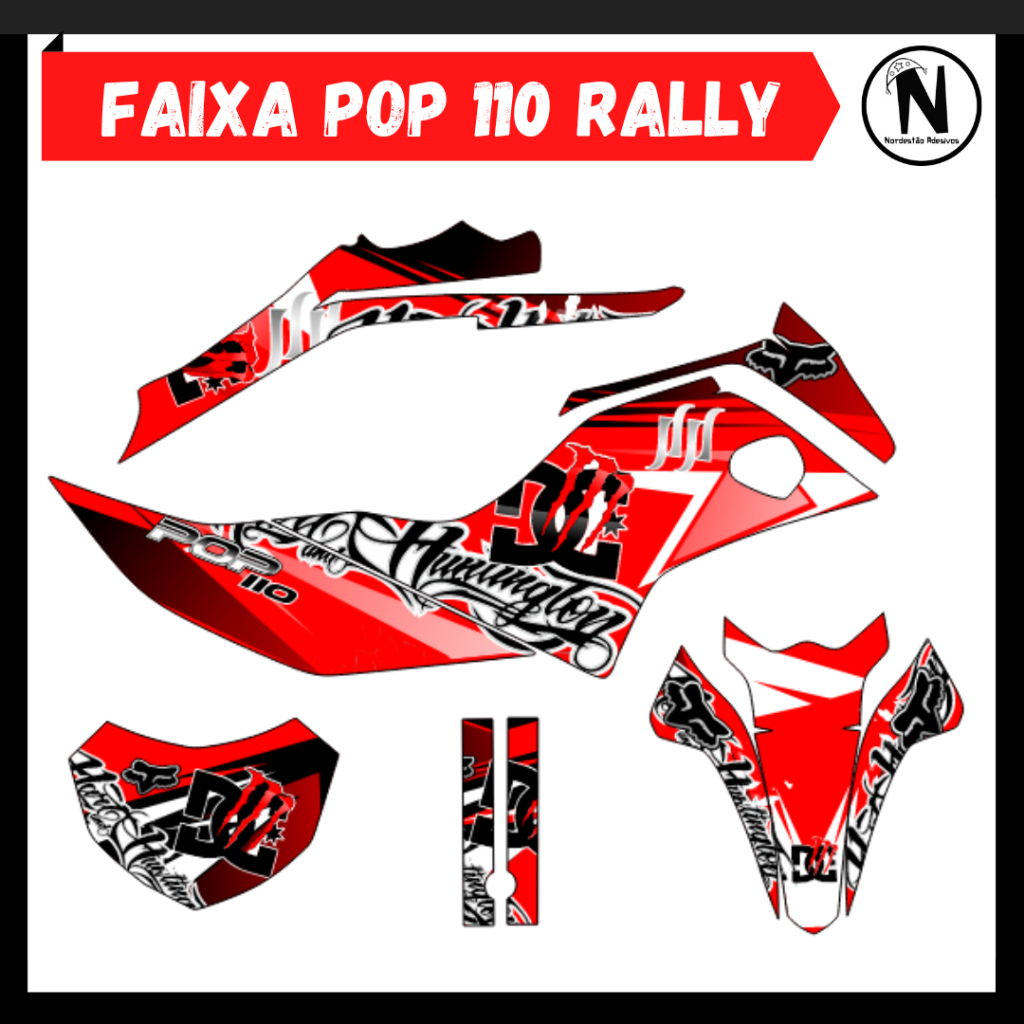 Faixa Adesiva Rally para Pop 110i (Kit Completo) | Shopee Brasil