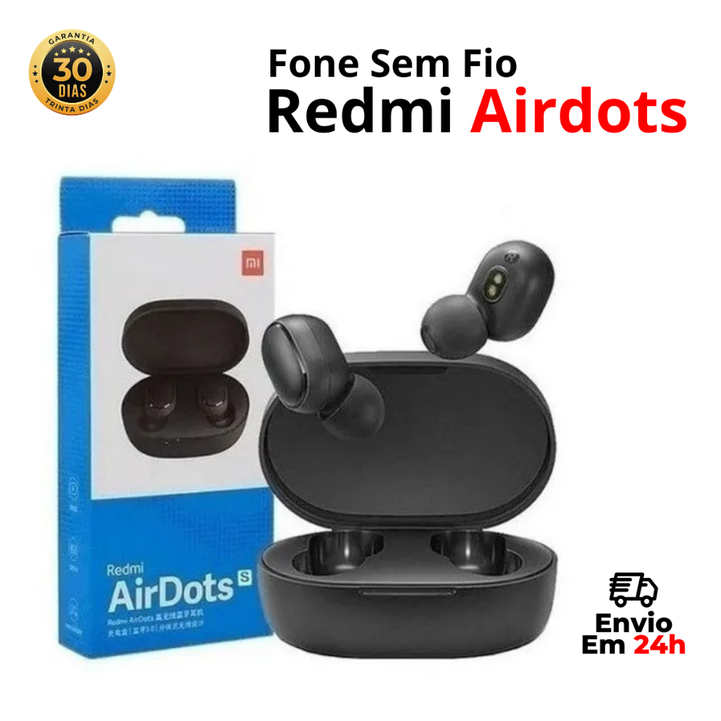 Fone Sem Fio Redmi Airdots Xiaomi TWS Bluetooth Preto | Shopee Brasil