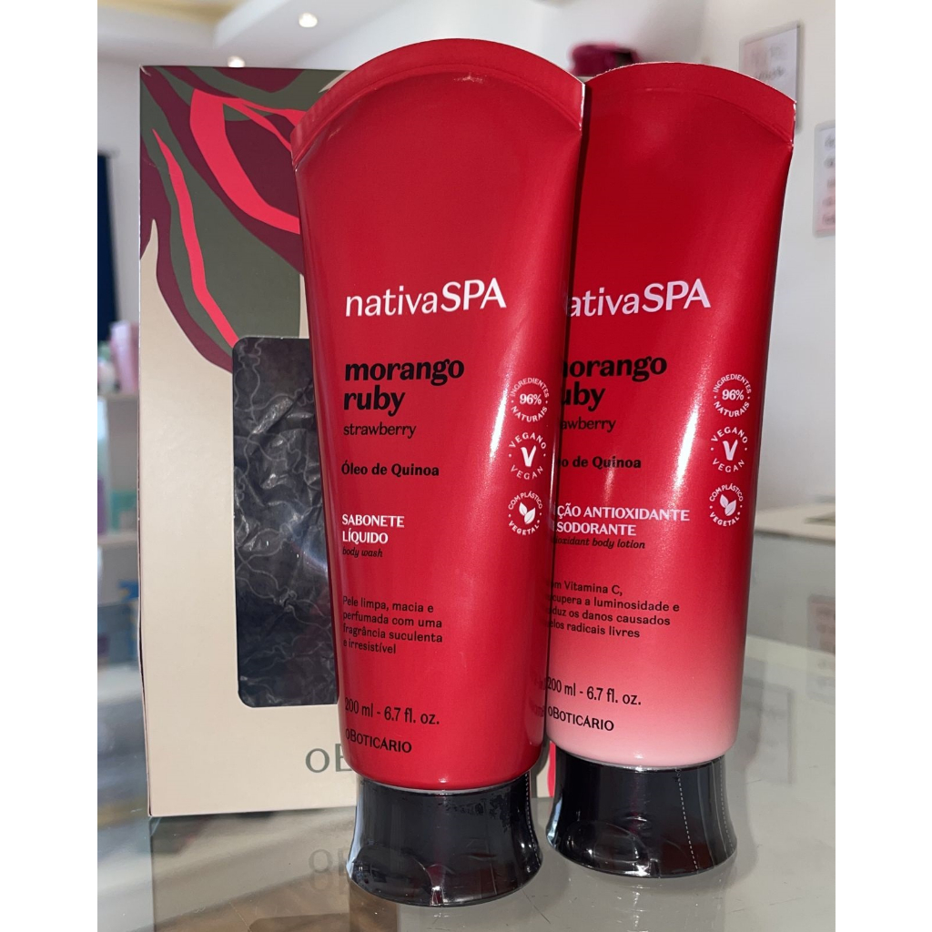 KIT NATIVA SPA MORANGO RUBY ( HIDRATANTE+SABONETE) | Shopee Brasil