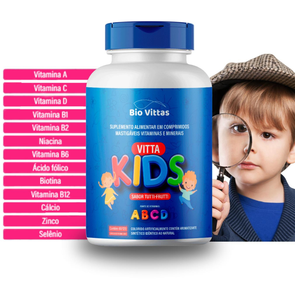 Suplemento Infantil Completo Mastigável Vitta Kids Tutti-Frutti 60 ...