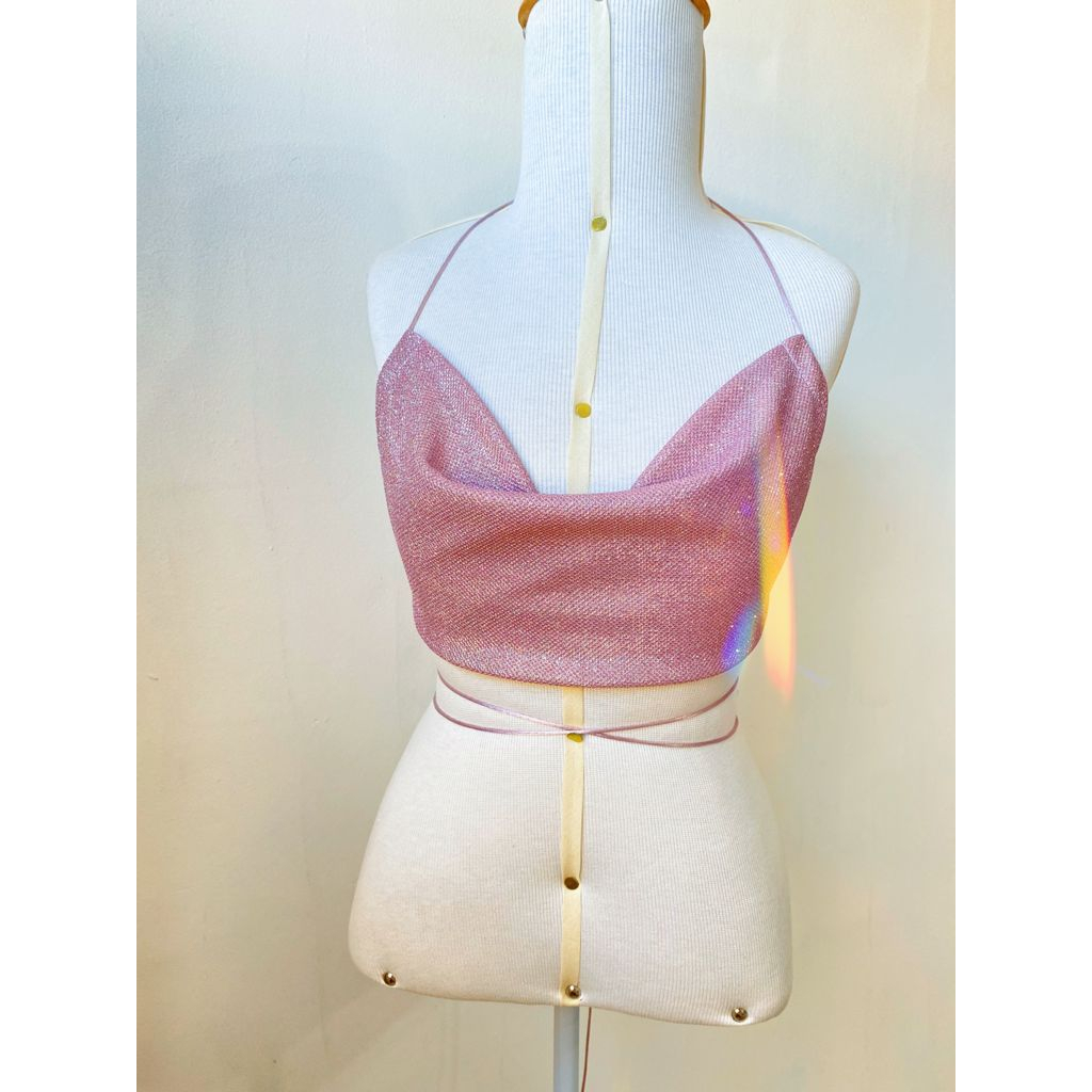 Top Ana Rosa Pink de brilho Moda Gringa Strass Brilhante | Shopee Brasil