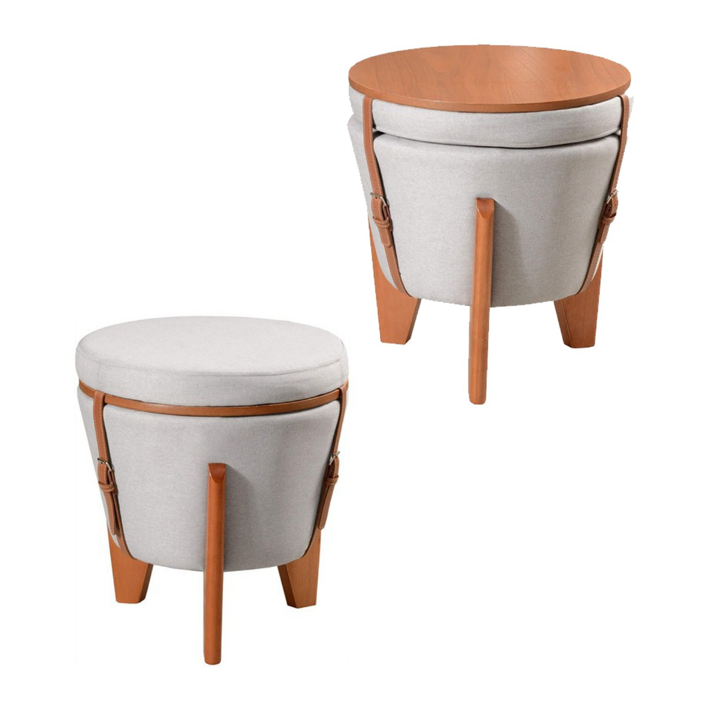 Puff Flex Prata Redondo Decorativo Baú Com Tampo Para Mesa Centro E ...