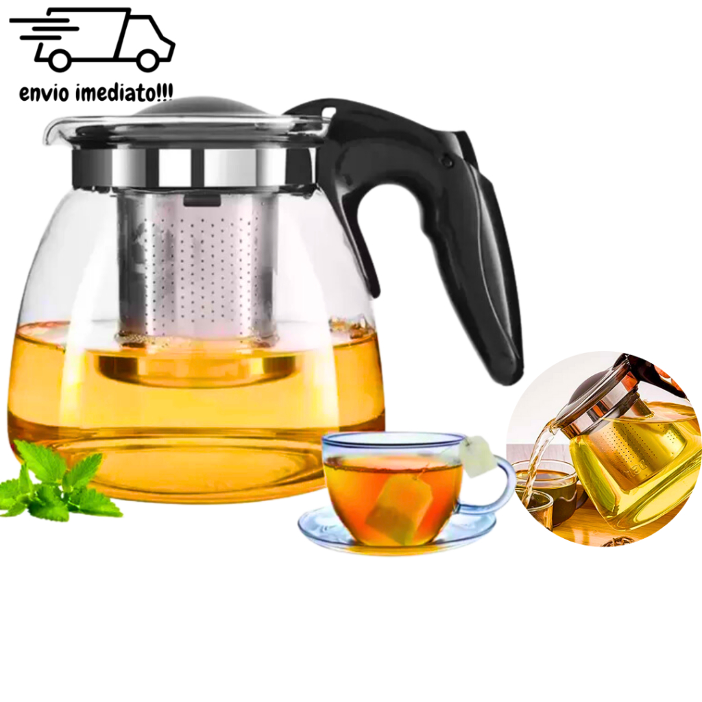 Chaleira Bule De Vidro Com Infusor de Chá Inox 1 litro chaleira infusão ...