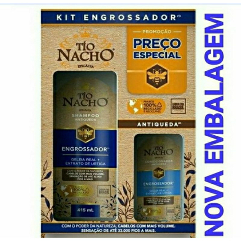 Kit Tio Nacho Anti Queda Engrossador Shampoo 415ml + Condicionador ...