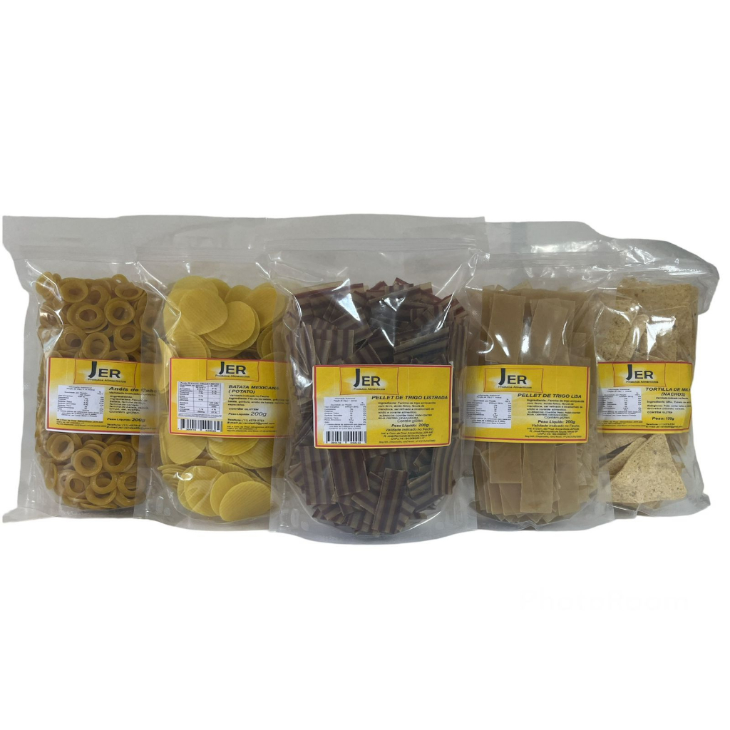 Kit 5 Pacotes Snacks 200g Batata Mexicana / Pururuca de trigo/ Anéis de ...