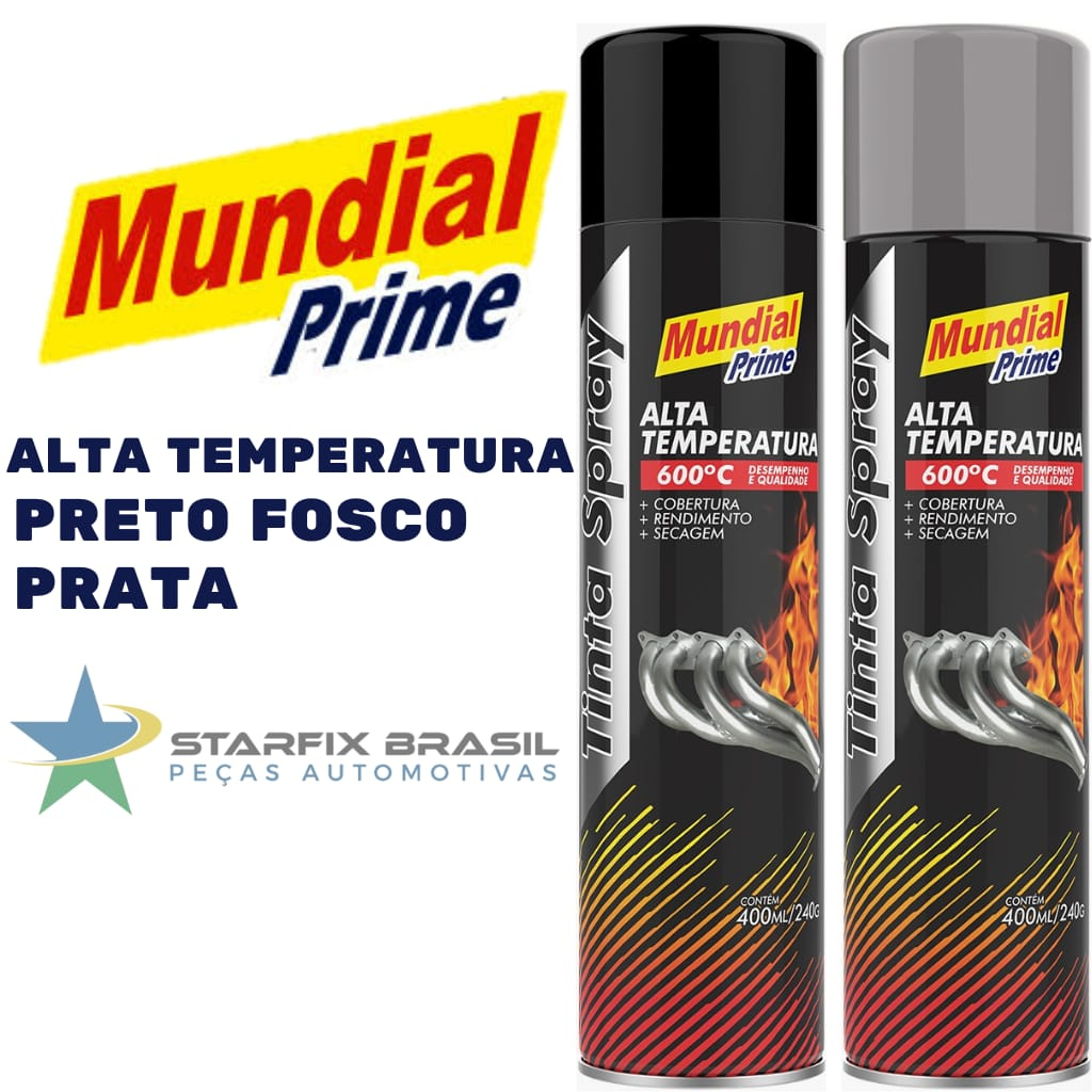 Tinta Spray De Alta Temperatura 400ML- Mundial Prime Preto fosco ou ...